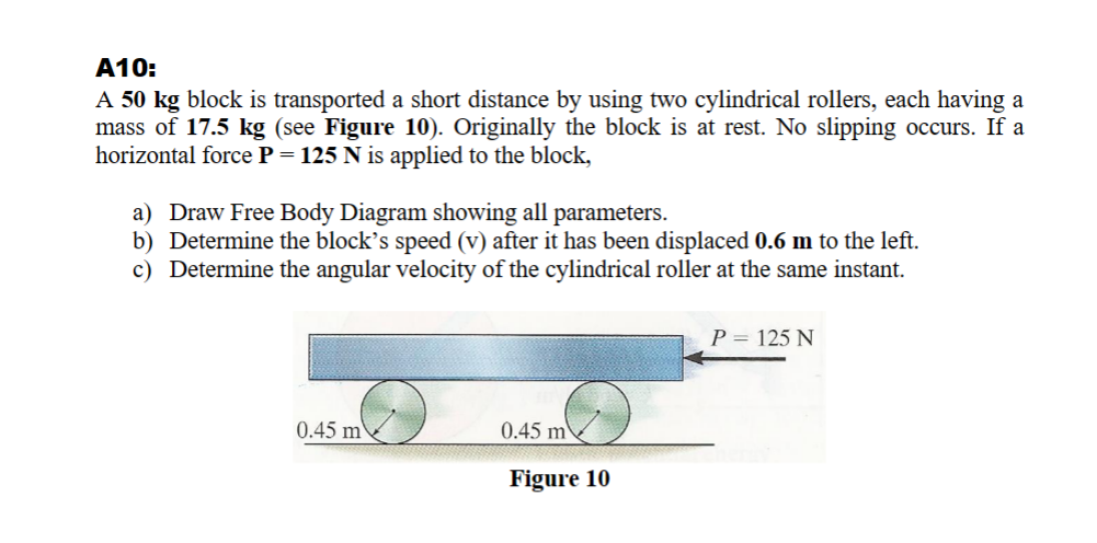 Solved A10: A 50 kg block is transported a short distance by | Chegg.com