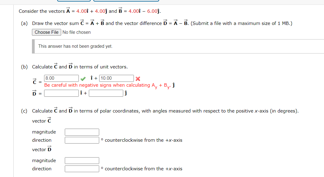 Solved kindly solve in parts and also draw the vector sum | Chegg.com
