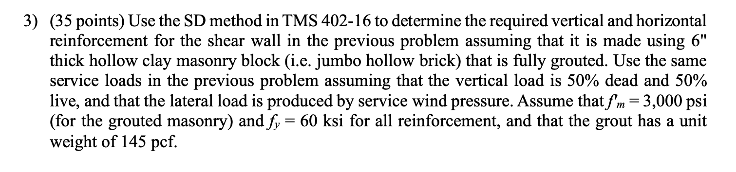 Solved 2) (35 points) Use the ASD method in TMS 402-16 to | Chegg.com