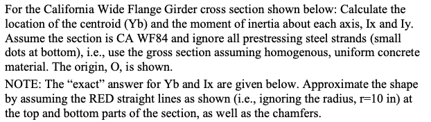 Solved For the California Wide Flange Girder cross section | Chegg.com