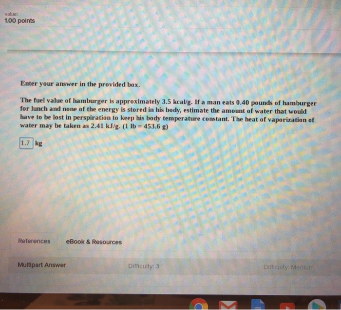 Solved value: 1.00 polnts Enter your answer in the provided | Chegg.com
