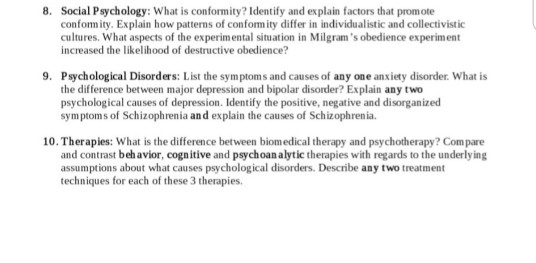 Solved 8. Social Psychology: What is conformity? Identify | Chegg.com