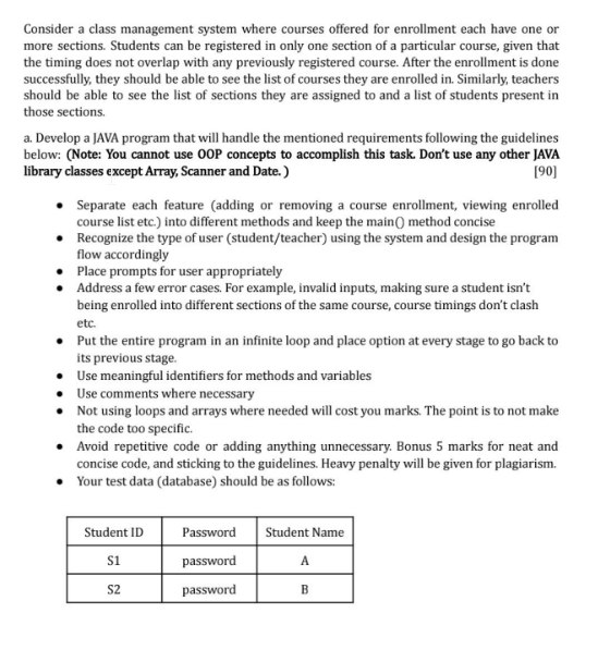 Solved Consider a class management system where courses | Chegg.com