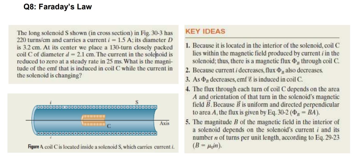 Solved Q8: Faraday's Law The long solenoid S shown (in cross | Chegg.com