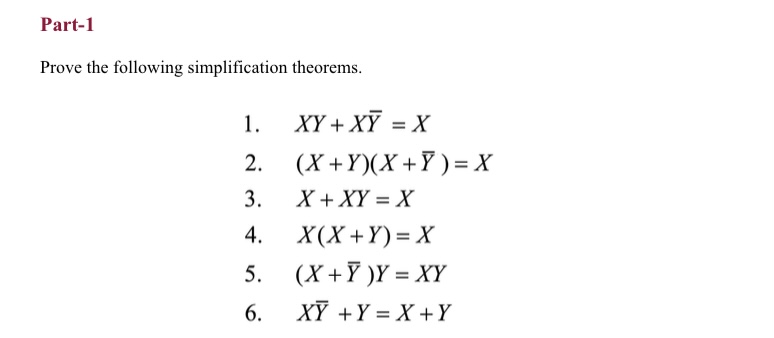Prove the following simplification theorems. 1. | Chegg.com
