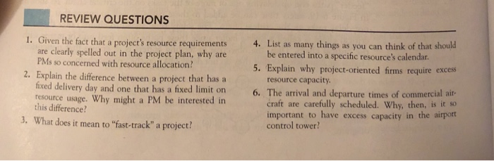 Solved Review questions chapter 6 project management in | Chegg.com