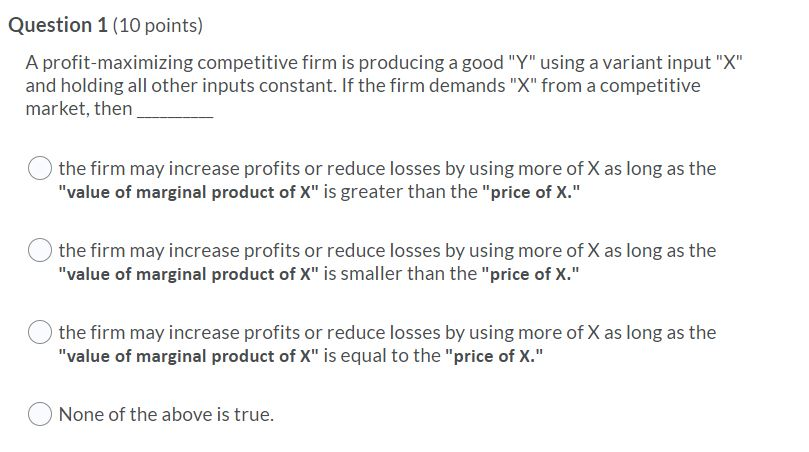 Solved A monopolist is producing a good "Y" using a variant | Chegg.com