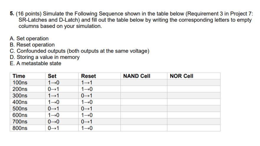 Solved 5 16 Points Simulate The Following Sequence Shown