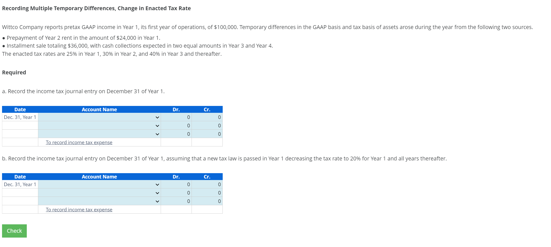 Solved Recording Multiple Temporary Differences, Change in | Chegg.com
