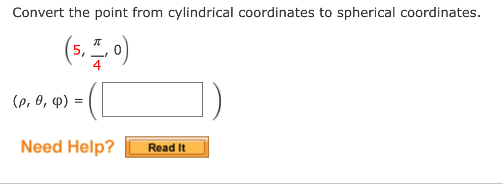Solved Convert the point from cylindrical coordinates to | Chegg.com Solved Convert the point from cylindrical coordinates to | Chegg.com