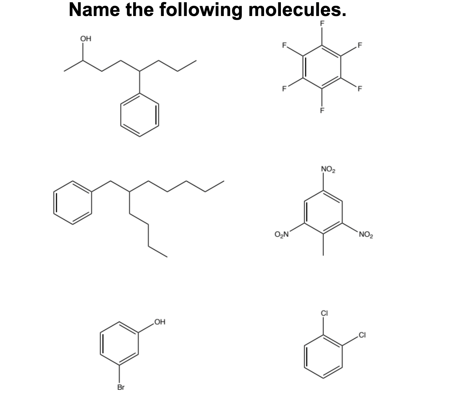 Solved Name the following molecules. | Chegg.com