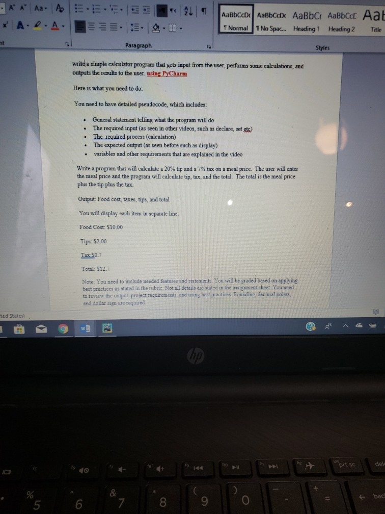 Solved nt Paragraph Styles write a simple calculator program | Chegg.com