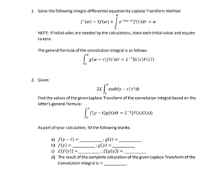 Solved 1. solve the following integro-differential equation | Chegg.com