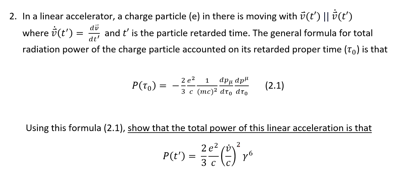 Solved In a linear accelerator, a charge particle (e) in | Chegg.com