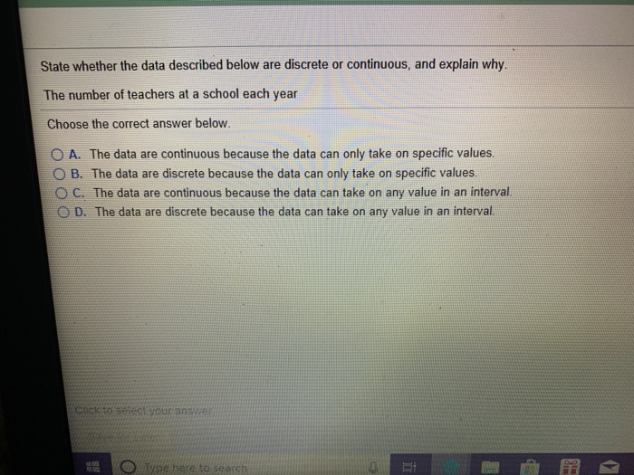 Solved State whether the data described below are discrete | Chegg.com