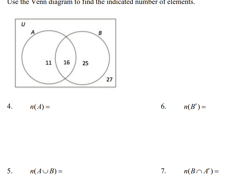 Solved Use the Venn diagram to tind the indicated number of | Chegg.com