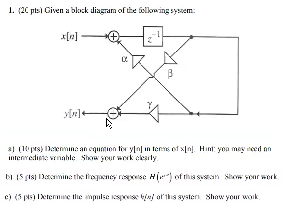 Solved 1. (20 pts) Given a block diagram of the following | Chegg.com