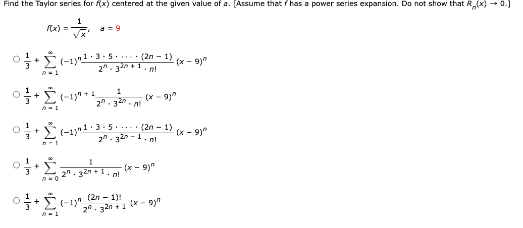 Solved Find the Taylor series for f(x) ﻿centered at the | Chegg.com