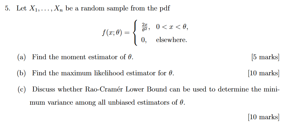 Solved Let X1, . . . , Xn be a random sample from the pdff | Chegg.com