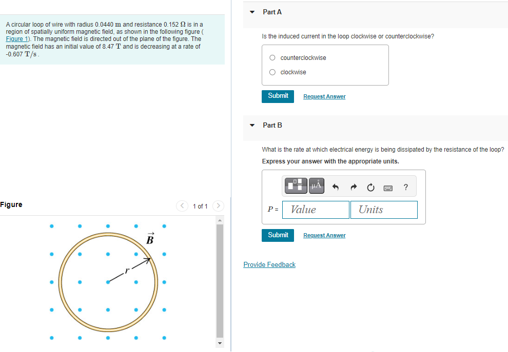 Solved A circular loop of wire with radius 0.0440 m and | Chegg.com