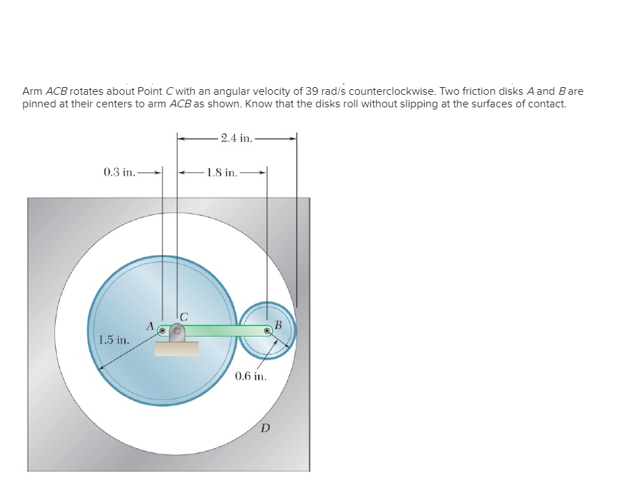 Solved Arm ACB rotates about Point with an angular velocity | Chegg.com