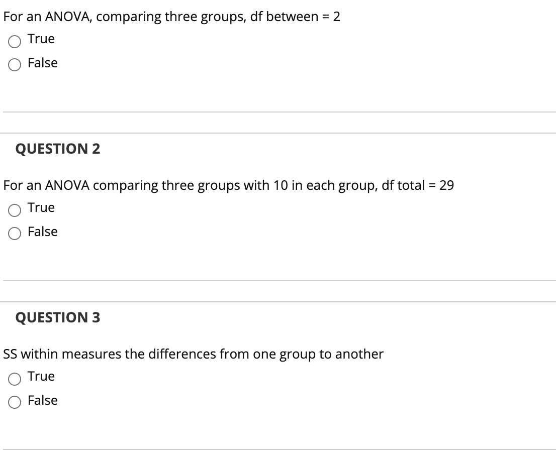 Solved For an ANOVA, comparing three groups, df between = 2 | Chegg.com