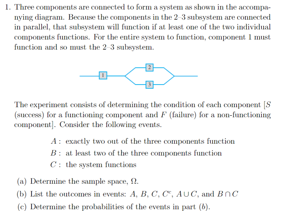 Solved Three components are connected to form a system as | Chegg.com