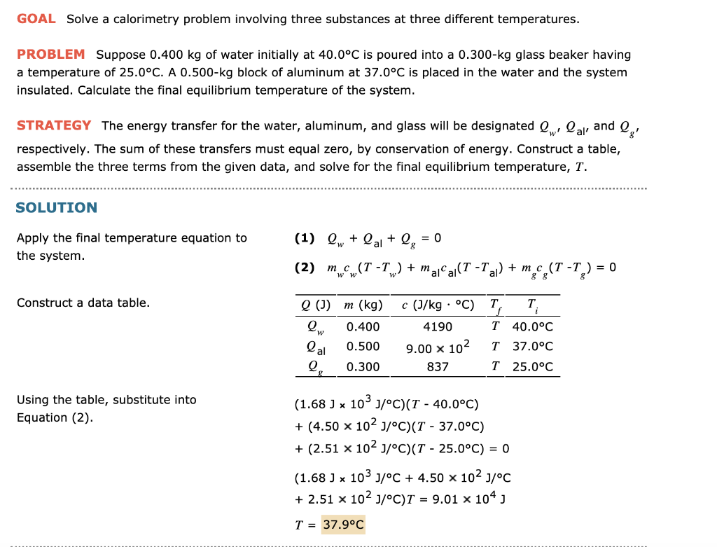 Solved GOAL Solve a calorimetry problem involving three | Chegg.com