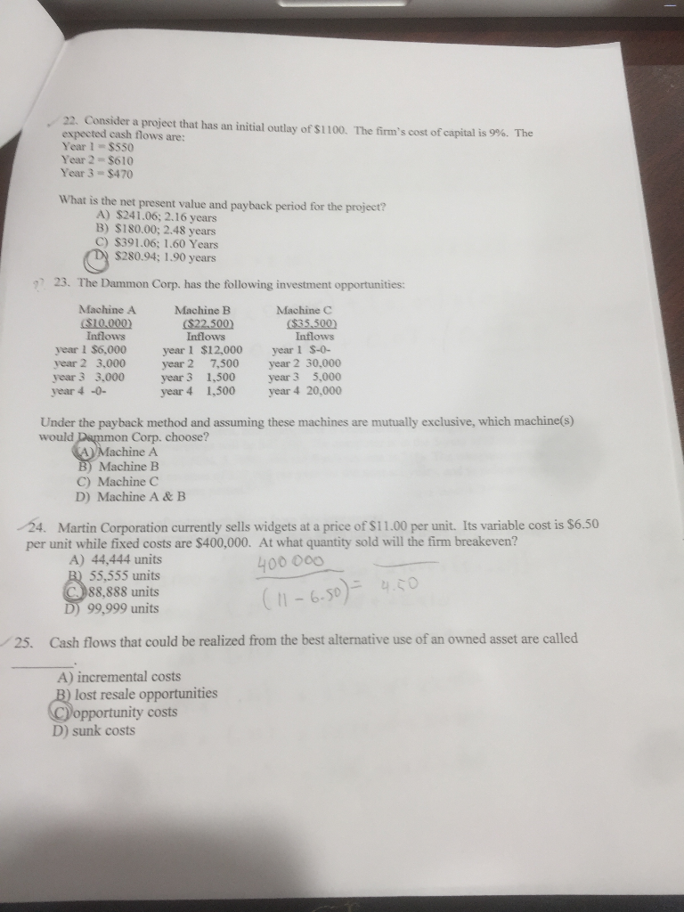 Solved 22. Consider a project that has an initial outlay of | Chegg.com