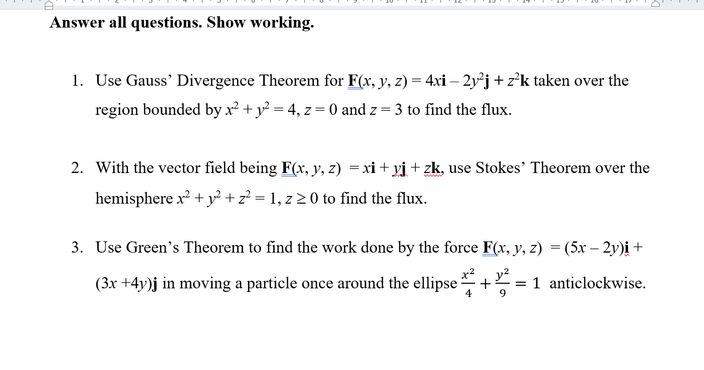 Solved Answer all questions. Show working. 1. Use Gauss' | Chegg.com