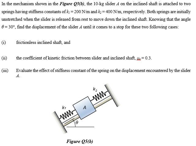 Solved In the mechanism shown in the Figure Q5(b), ﻿the | Chegg.com