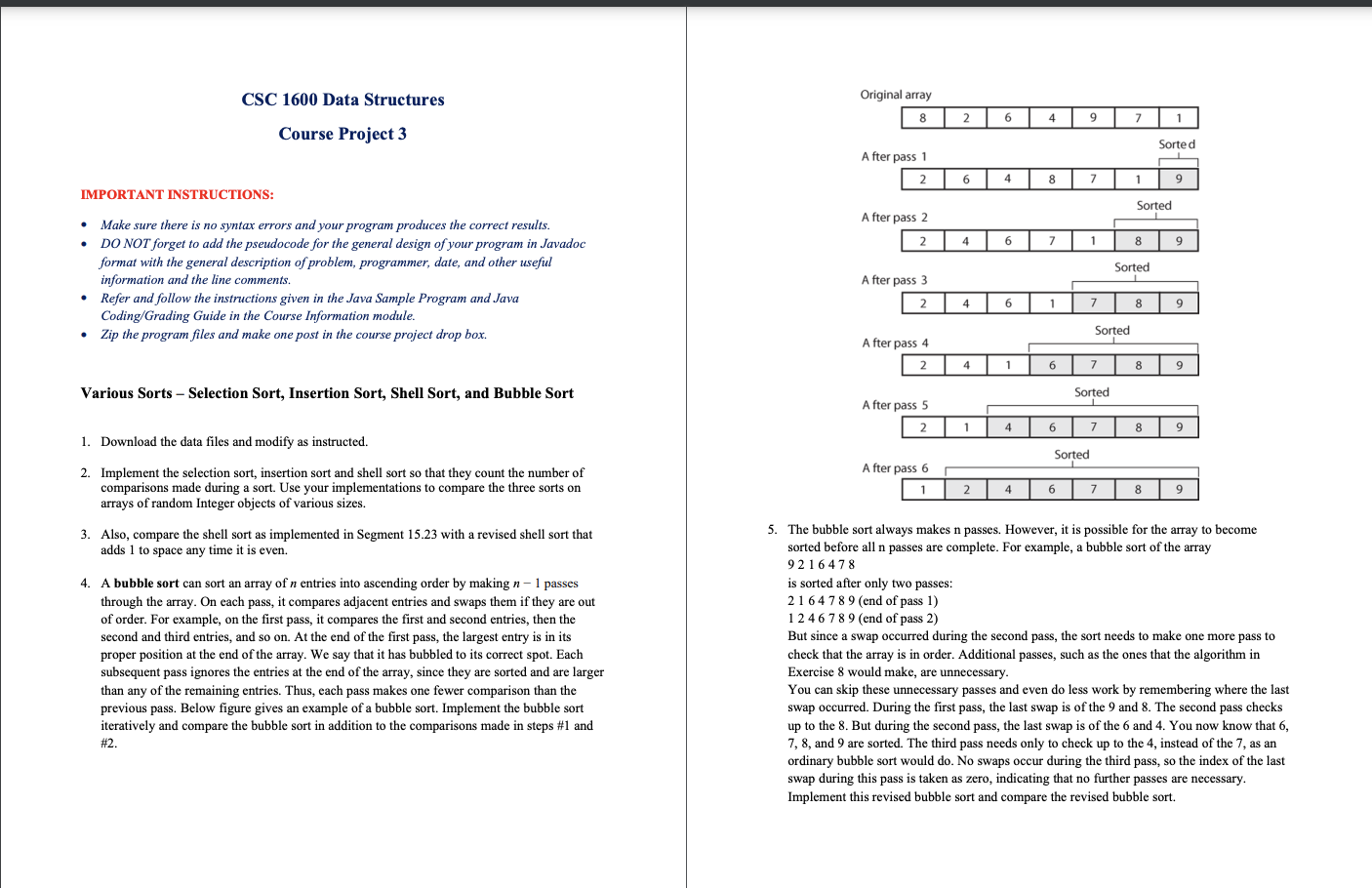 Solved CSC 1600 Data Structures Course Project 3 IMPORTANT | Chegg.com