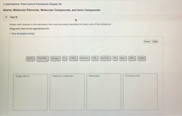 Solved post-lecture: Post Lecture Homework Chapter 06 Atoms, | Chegg.com