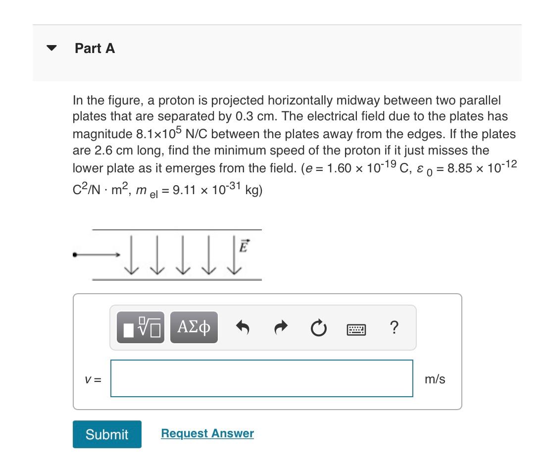 [Solved]: In the figure, a proton is projected horizontall