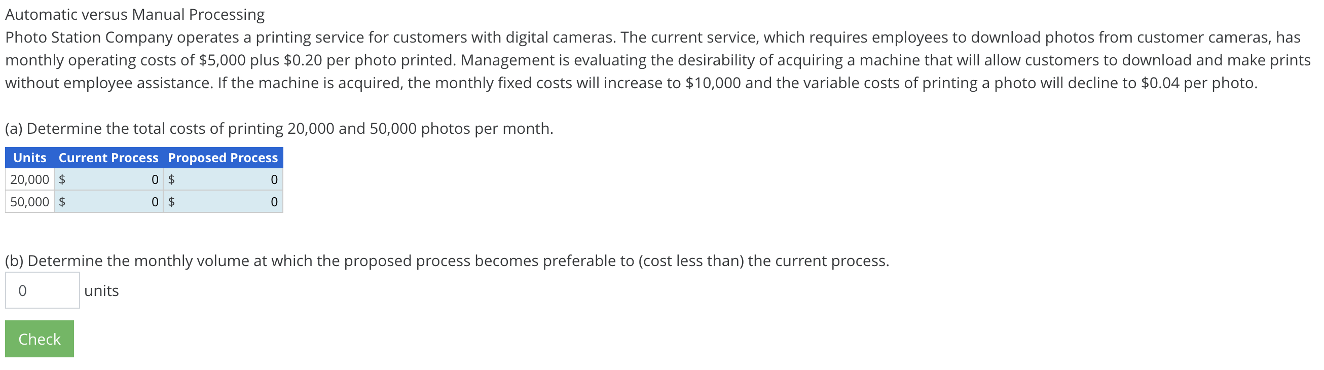 Solved Automatic versus Manual Processing Photo Station | Chegg.com