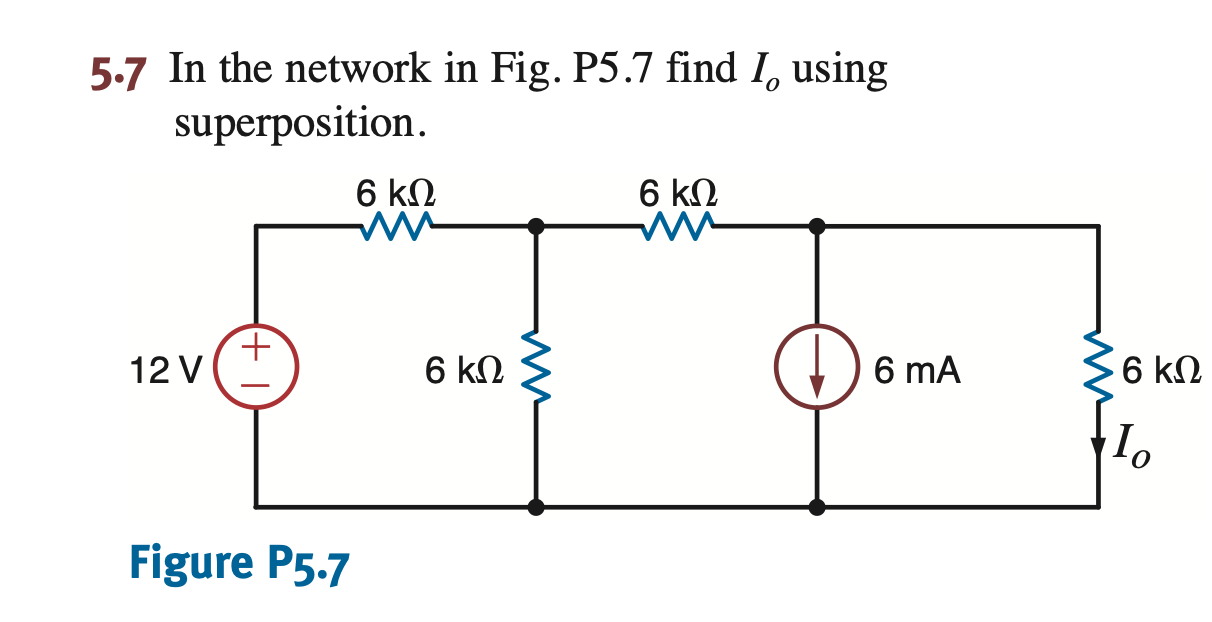 Solved 5.7 In the network in Fig. P5.7 find Io using | Chegg.com