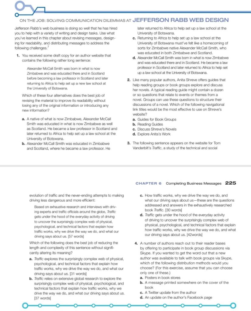 Solved ON THE JOB: SOLVING COMMUNICATION DILEMMAS AT | Chegg.com