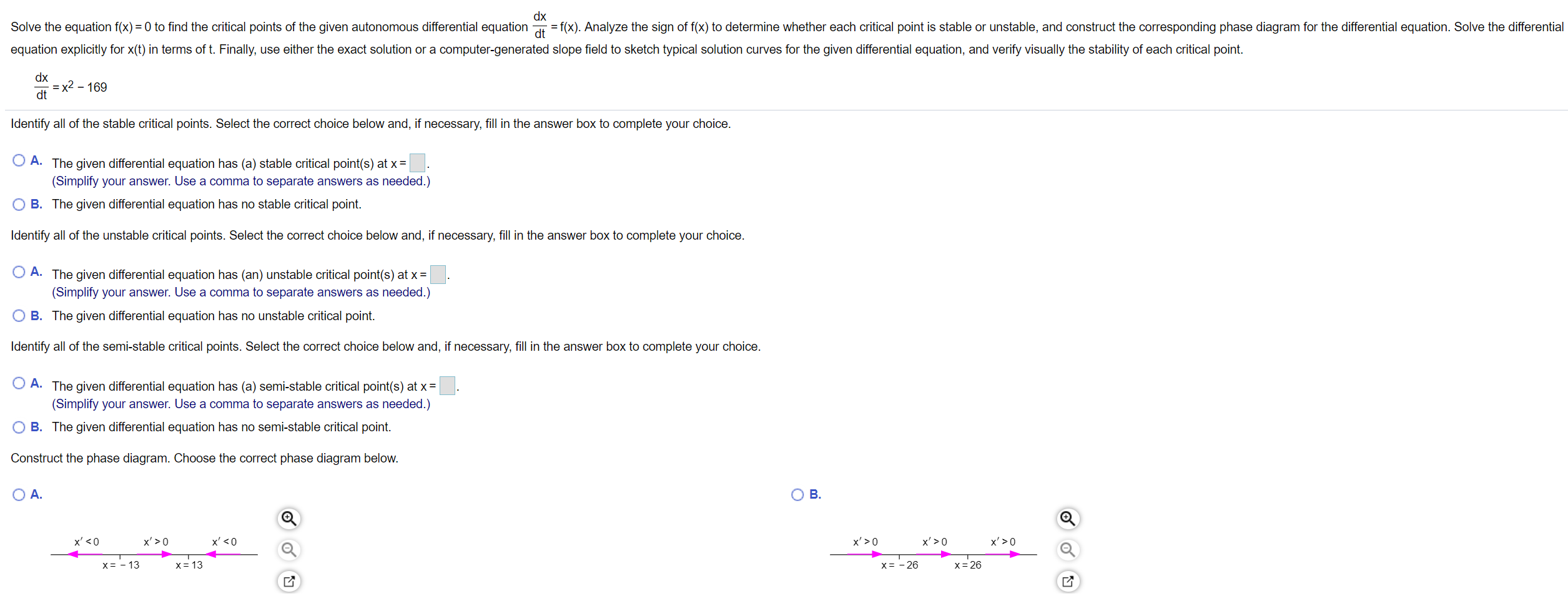 Solved dx Solve the equation f(x) = 0 to find the critical | Chegg.com