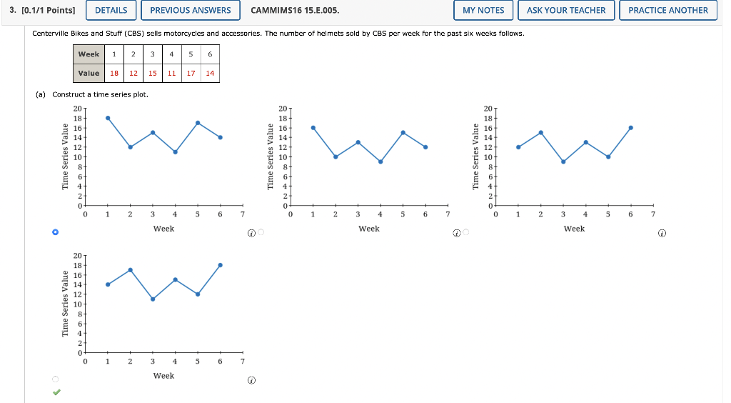 Solved 1/1 Points] CAMMIMS16 15.E.005. Centerville Bikes and | Chegg.com