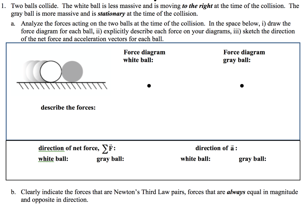 Solved 1. Two balls collide. The white ball is less massive | Chegg.com