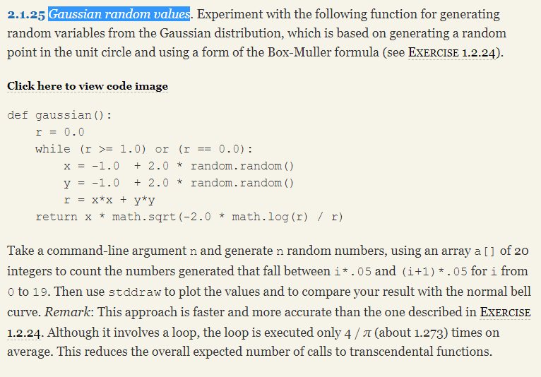 2.1.25 Gaussian random values. Experiment with the | Chegg.com
