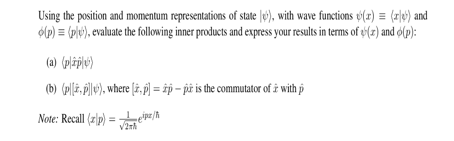 Solved Using the position and momentum representations of | Chegg.com