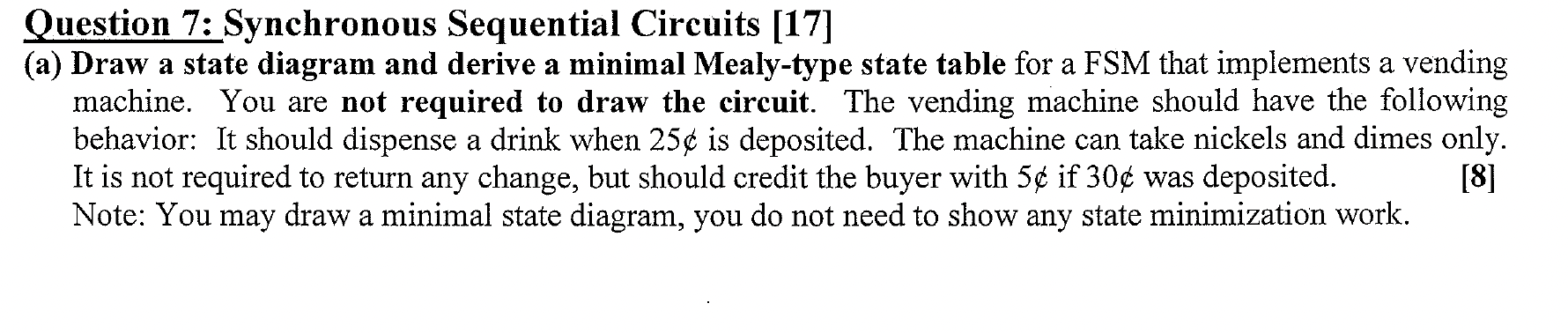 Solved Question 7: Synchronous Sequential Circuits [17] (a) | Chegg.com