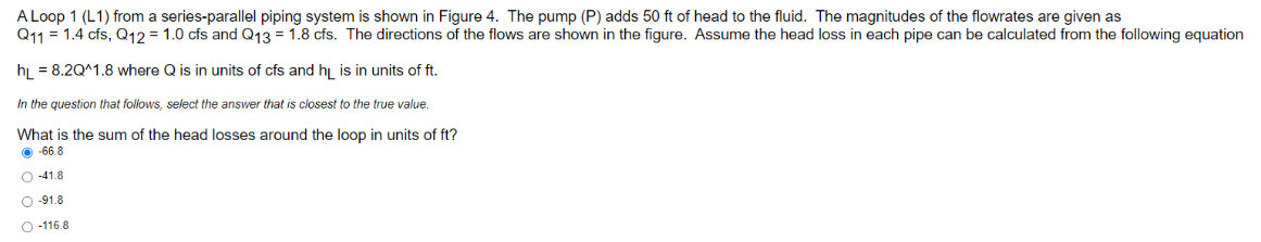 Solved A Loop 1 (L1) from a series-parallel piping system is | Chegg.com