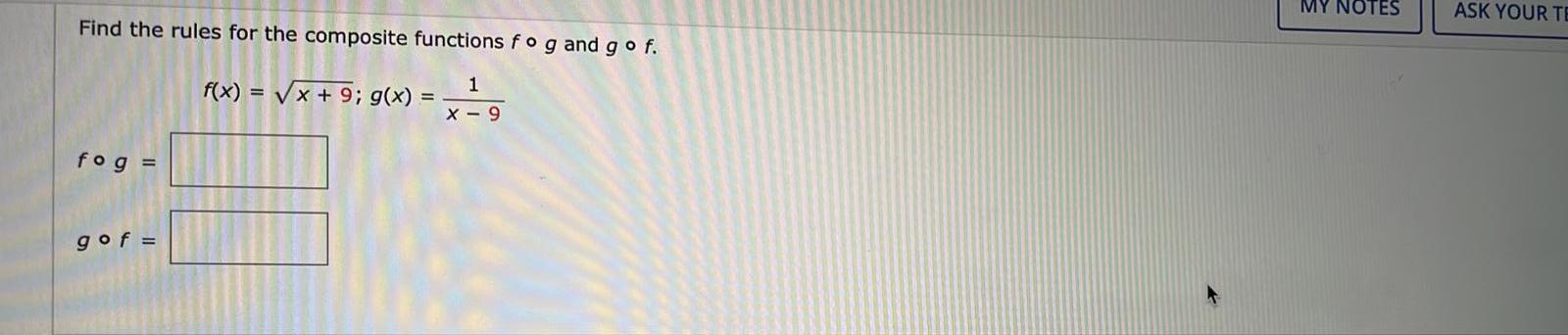 Solved Find the rules for the composite functions f∘g and | Chegg.com