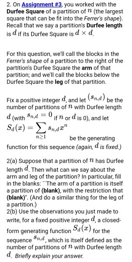 2. On Assignment #3, you worked with the Durfee | Chegg.com