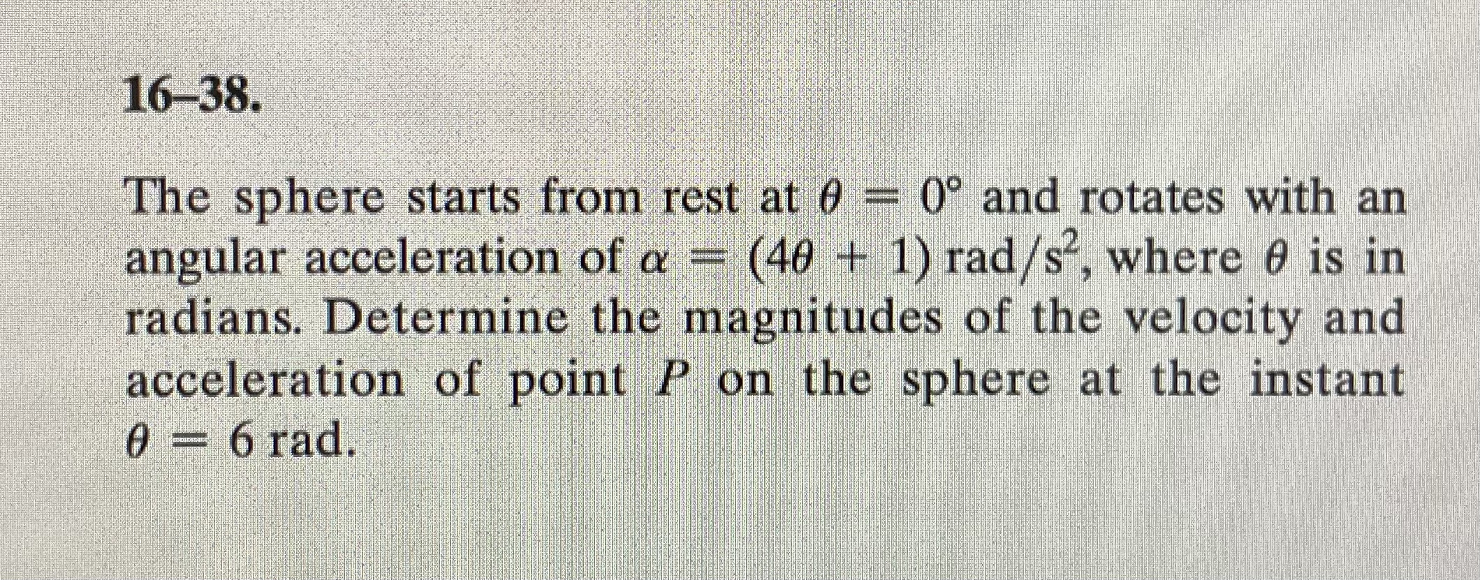The sphere starts from rest at θ=0∘ and rotates with | Chegg.com
