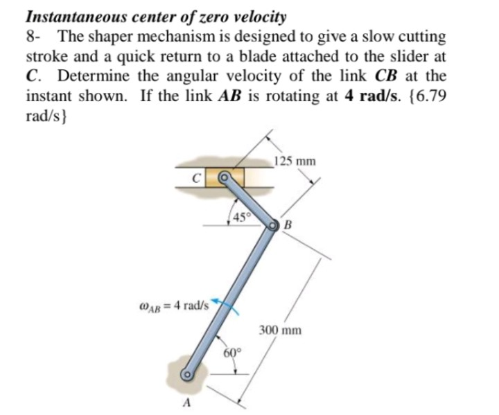 Solved Instantaneous center of zero velocity 8- The shaper | Chegg.com