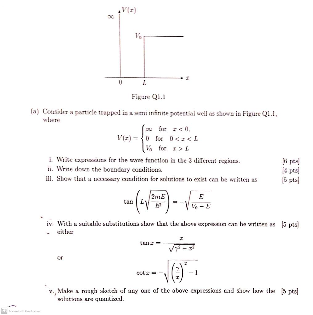 Solved V(1) Vo I 0 L Figure 21.1 (a) Consider a particle | Chegg.com