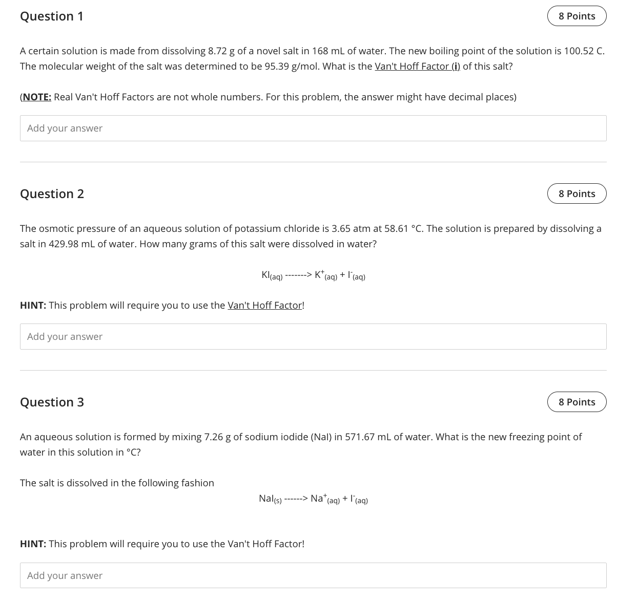 Solved A certain solution is made from dissolving 8.72 ﻿g of | Chegg.com